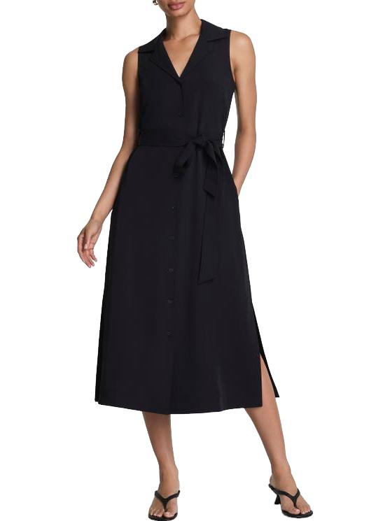 SPANX SPANX® Sleeveless Belted Midi Shirtdress with Notched Collar